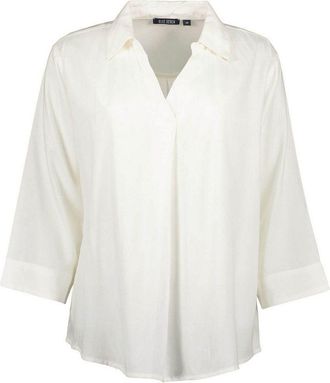 Blue Seven Blusenshirt 180312 Damen Bluse mit Hemd-Kragen - Unifarbene Sommerbluse mit V-Ausschnitt