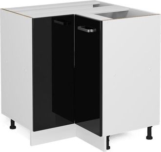 Vicco Eckunterschrank R-Line, Schwarz Hochglanz, 75.6 cm, ap Anthrazit