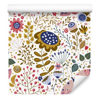 OEM Carta Da Parati Con Fiori Bianchi, Crema, Corallo E Beige Per Soggiorno E Camera Da Letto, 50x1000 Cm