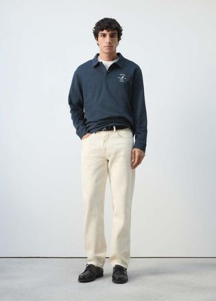 Mango Polo 100 % coton brod&eacute; graphique bleu marine - Homme - XXL - MANGO MAN