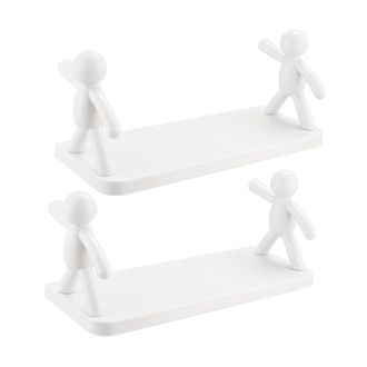 Garneck 2 Stück Schwebende Wandregale Weiß Platzsparende Aufbewahrung Einfache Montage ohne Bohren Vielseitig für Bad Küche Wohnzimmer Schlafzimmer Kompaktes 