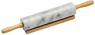 Premier Housewares Teigroller mit Holzgriffen und St&auml;nder 46 cm wei&szlig;er Marmor, 6x46x6