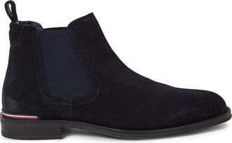 Tommy Hilfiger Klassische Stiefeletten Tommy Hilfiger Core Rwb Hilfiger Suede Chelsea FM0FM04757 Blau