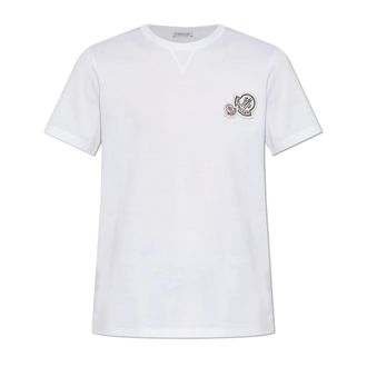 Moncler Logo Patch T-Shirt - - Tops - Herren - Wei&szlig; - M