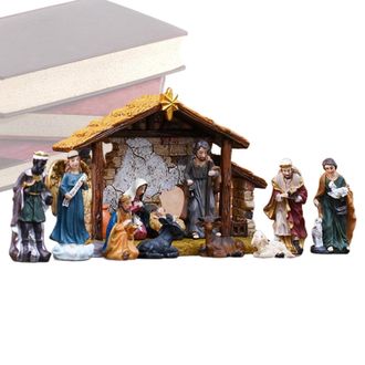 Generico Krippenfiguren: Weihnachtskrippendekoration, kompaktes Weihnachtskrippenfiguren-Set für Arbeitsplatz, Einzelhandel, Kaminsims, Eingang, Fensterbank