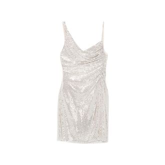Self Portrait Rhinestone-embellished Ruched Mini Dress