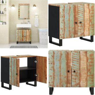 vidaXL Vidaxl - Waschbeckenunterschrank Altholz Massiv und Holzwerkstoff - Waschbeckenunterschrank - Badezimmerm&ouml;bel - Altholz - Vintage M&ouml;bel