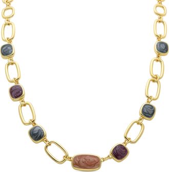 Luxenter Orzur Halskette aus Kunstharz, mehrfarbig, 18 Karat Gelbgold, Ajustable, Metall, Kein Edelstein