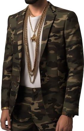 Generic Manteau de sport d&eacute;contract&eacute; pour homme - Blazer amusant &agrave; motif imprim&eacute; 3D pour homme - Veste de costume de bal - Coupe ajust&eacute;e - Revers crant&eacute; - Gra