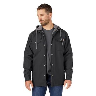 Dickies Fleece Hooded Duck Shirt Jacket with Hydroshield V&ecirc;tements dext&eacute;rieur Utilitaires de Travail, Noir, XL Homme