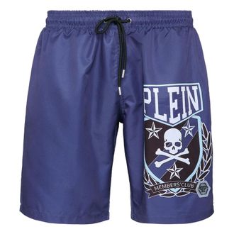 Philipp Plein Homme, Maillots de bain, Bleu, Taille: 2XL Swim Trunks Skull & Bones