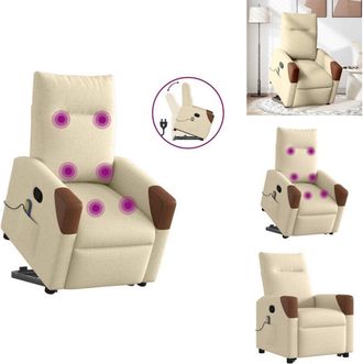 vidaXL Massagesessel mit Aufstehhilfe Creme Stoff - Massagesessel Mit Aufstehhilfe - Massagesessel - Relaxsessel - Sessel