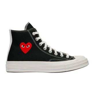 Comme Des Garçons Homme, Chaussures, Noir, Taille: 40 EU Baskets Montantes en Toile Noire Coeur