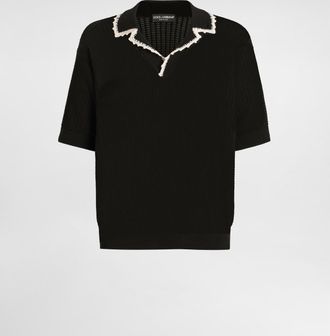 Dolce & Gabbana Cotton Polo Shirt - Mann Strickwaren Schwarz Xxl