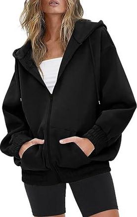 Generic 2026 Vestes &agrave; capuche &agrave; fermeture &eacute;clair pour femmes, adolescentes, filles, v&ecirc;tements surdimensionn&eacute;s, v&ecirc;tements dautomne mignons, veste d&eacute;contract&eacute;e 