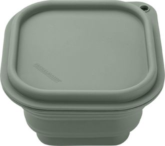 Fackelmann Fackelmann Snacking-Box faltbar rund - Platzsparender, hitzebeständiger Lebensmittelbehälter für unterwegs, 12.5 x 12.5 x 8 cm, rauchgrün