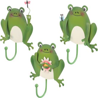 Cabilock 3 Stück Teiliges Frosch Design aus Stabilem Eisen Dekorative Wandmontage Niedliche Cartoon Wandhaken für Schlüssel Mäntel Taschen Installieren Verspie