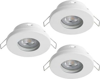 Eglo 3er Set LED Einbaustrahler Favazzina, runde Deckenspots, Deckenstrahler flach aus Metall in Wei&szlig;, inkl. GU10 Leuchtmittel, warmwei&szlig;, &Oslash; 8,5 cm