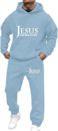 Generic Surv&ecirc;tement pour homme - Ensemble complet avec imprim&eacute; lettres - Sweat &agrave; capuche ample - Jambe droite - Pantalon de surv&ecirc;tement d&eacute;contract&eacute; - Sport qu