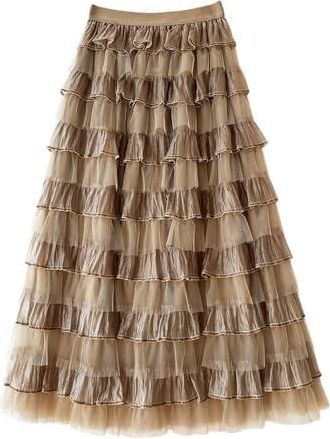 Generic Jupe Tulle Rose Midi Fleurie Personne Orange Métallisée Ronde Argent Paillettes Paysanne Ample Noeud Mode Doudoune sur Orientale Accordéon Bouton Saro