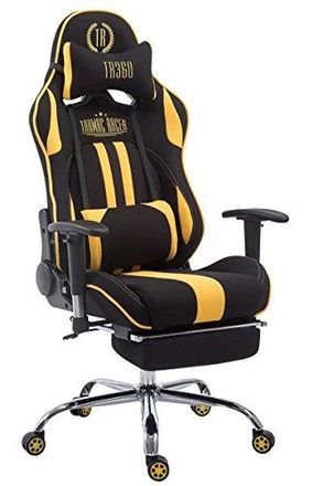 Clp Fauteuil De Bureau Gaming Limit Tissu I Chaise Gamer Hauteur Réglable I Coussins Amovibles I Accoudoirs Ajustables Repose-Pieds, Couleur:Noir/Jaune, R