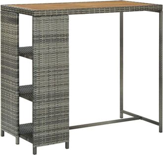 vidaXL Rattan Tisch - Bartisch mit Regal Grau 120x60x110 cm Poly Rattan