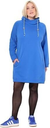 Ulla Popken Femme Grandes Tailles Robe en Molleton avec Poches, col Montant et Manches Longues Bleu Paon 46+ 825247740-46+