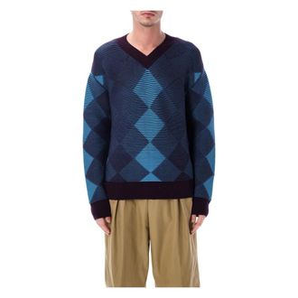 Dries Van Noten Argyle-Pullover - - Knitwear - Herren - Blau - M
