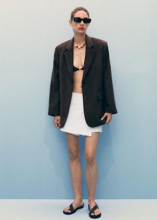 Mango Jupe short en jean croisée blanc - Femme - XXS - MANGO