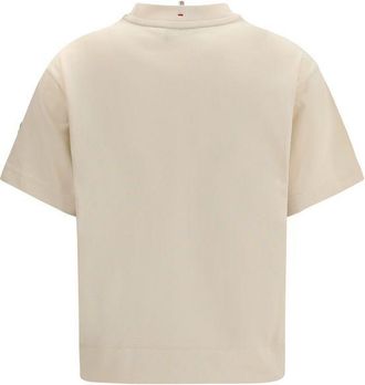 Moncler Logo-Print Cotton T-Shirt - Beige