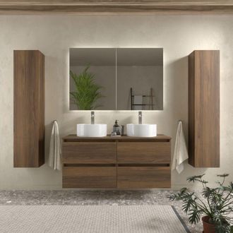 Cygnus Bath Meuble de salle de bain BEQUIA 120cm Noyer Vasque &agrave; poser