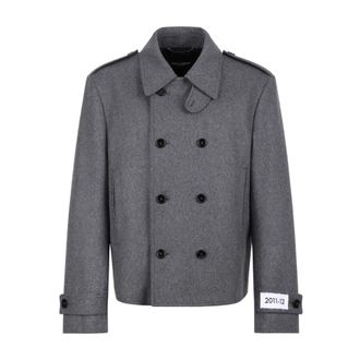 Dolce & Gabbana Zweireihiger Cabanmantel aus Kaschmirgemisch - - Jackets - Herren - Grau - XL