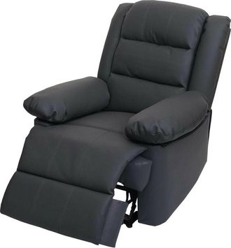 Hhg Fernsehsessel 841, Relaxsessel Liege Sessel, Leder + Kunstleder 101x87x100cm grau