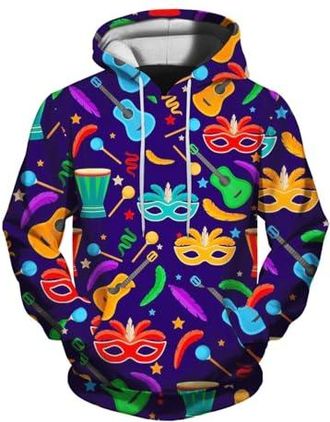 Generic Costume de carnaval pour homme - Sweat &agrave; capuche surdimensionn&eacute; pour homme - Tendance - Imprim&eacute; Y2K - Sweat &agrave; capuche d&eacute;contract&eacute; - Pull &agrave; manches lon