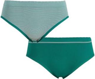 Billet Doux Mod&egrave;le Zen Attitude - Lot de Deux Slips Taille Normale - Femme - 34/36 - Vert Lierre/Cr&egrave;me + Vert Lierre