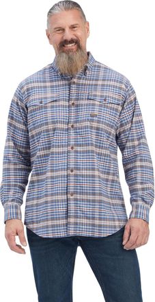 Ariat Mens Rebar Flannel DuraStretch Work Shirt Long Sleeve in Alloy Grey Cotton, Size Medium, by Ariat