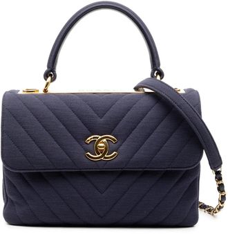 Chanel Hobo Bags - Small Chevron Jersey Trendy CC Top Handle Flap - Gr. unisize - in Blau - f&uuml;r Damen