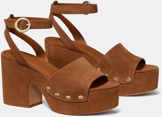 Kate Spade New York Kate Spade Halo Plateau-Sandalen f&uuml;r Frauen in Sattelbraun, Gr&ouml;&szlig;e: 37.5 | Wildleder