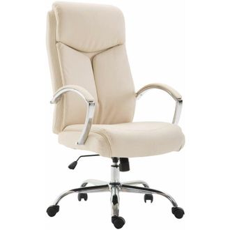 Clp Chaise de bureau &eacute;l&eacute;gante avec session ergonomique en cuir &eacute;cologique et accoudoirs diff&eacute;rentes couleurs Couleur : Cr&egrave;me