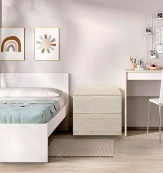 Dmora Nachttisch Cervinara, Niedrige Kommode, Tisch, Multifunktionaler Nachttisch, 50x34 h46 cm, Eiche