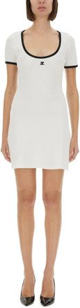 Courr&egrave;ges Femme, Robes, Blanc, Taille: 40 FR Mini Dress Holistic Contrast