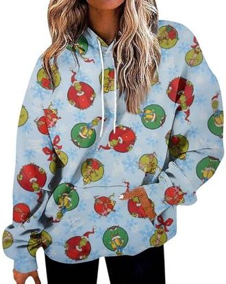 Generic Le Grinch Sweat A Capuche Femme Adulte The Sweatshirts Oversize Pyjama Chaud Noel Costume Christmas De Deguisement Pilou Sweet 2025 Pulls Vetement Hiv