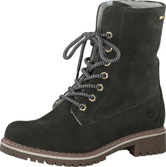 Tamaris Damen Schnürstiefel gefüttert Leder Blockabsatz Winter; OLIVE/grün; 38 EU