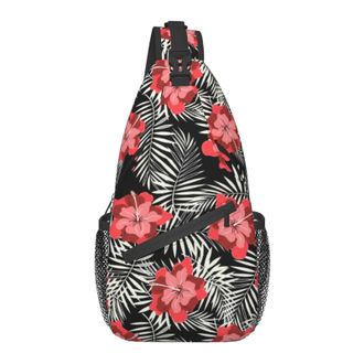 AOOEDM Hawaii Tropical Flower Sling Rucksack, Reisen, Wandern, Tagesrucksack, Crossbody-Rucksack, Schultertasche für Damen und Herren
