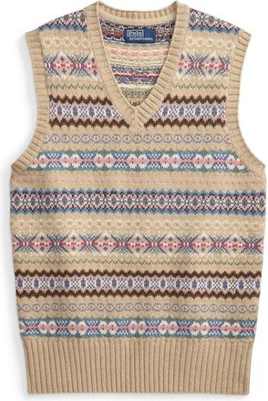 Ralph Lauren Strick-Pullunder aus einem Baumwoll-Mix mit Norweger-Muster in