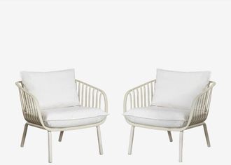 Sklum Sklum - Lot de 2 chaises de jardin Aradina en fer et polypropyl&egrave;ne Beige Lin