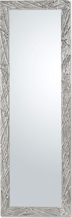 MO.WA Spiegel Wandspiegel Lehnspiegel Holzrahmen Modern cm. 47x142 Vertikal und Quer, Silber Glanz Spiegel Flurspiegel Holzspiegel Ganzkörperspiegel Bodensp