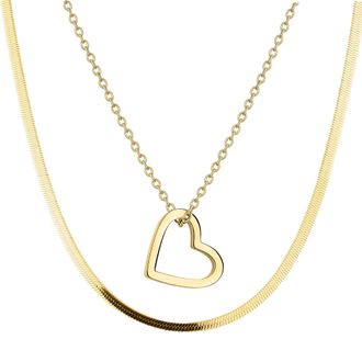 Liebeskind BERLIN Halsketten-Set - Zwei elegante Halsketten aus poliertem Edelstahl - IP Gold - Gliederkette verstellbar bis 45 cm - wasserfest & hautfreundlich