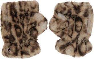 Apparis Leopard Print Fingerless Gloves - Brown