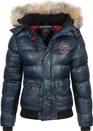 Geographical Norway Bugs Lady - Parka Longue Epaisse Chaude Femme Automne Hiver - Manteau Fin Capuche Fausse Fourure - Blouson Coupe Vent - Doudoune Elegante Femmes (Mari
